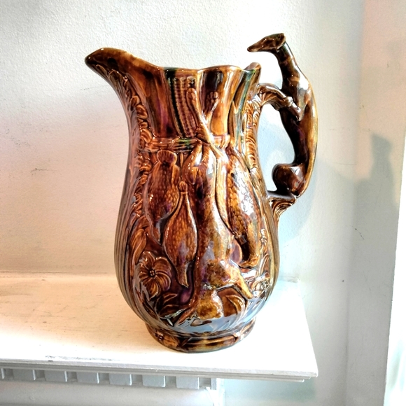 Antique | Dining | Antique Bennington 9th Century Pitcher Dog Handle ...